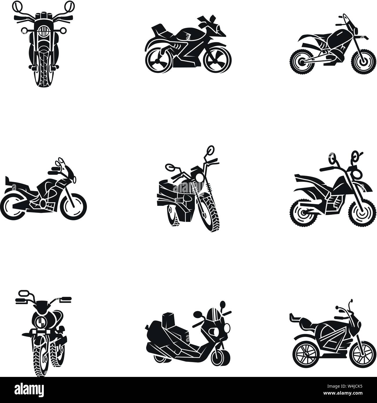 Motorbike icon set. Simple set of 9 motorbike vector icons for web ...