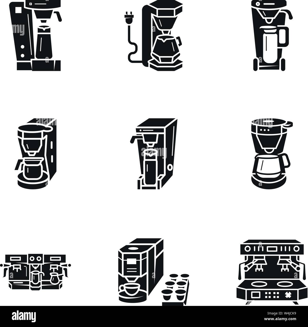 Coffee machine icon set. Simple set of 9 coffee machine vector icons ...
