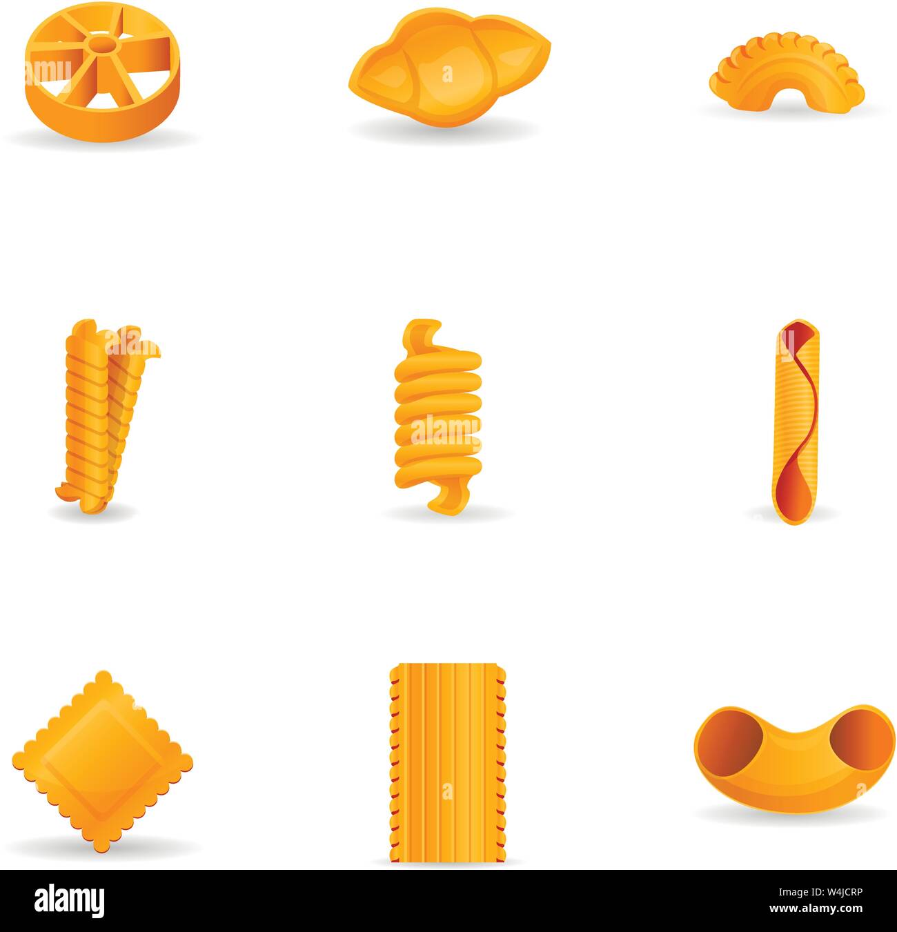 Pasta icon set. Cartoon set of 9 pasta vector icons for web design ...