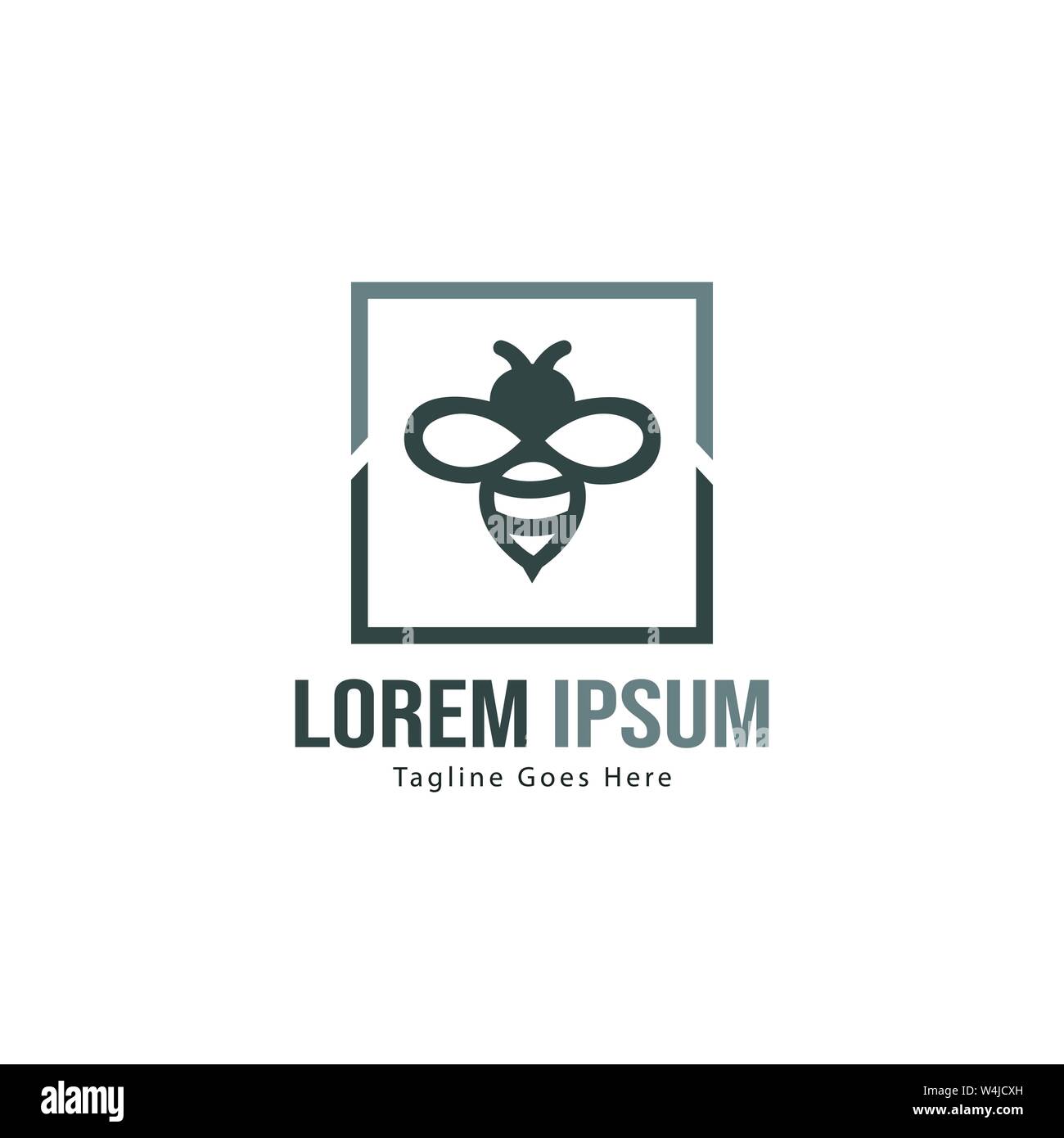 Bee logo template design. Minimalist bee logo with modern frame vector ...
