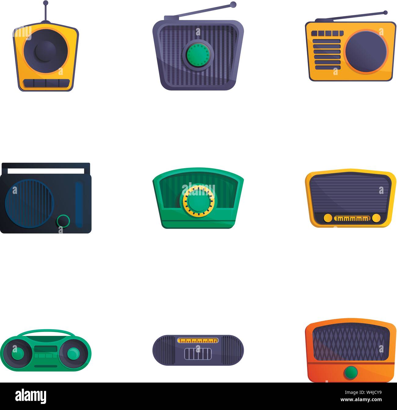 Radio icon set. Cartoon set of 9 radio vector icons for web design ...