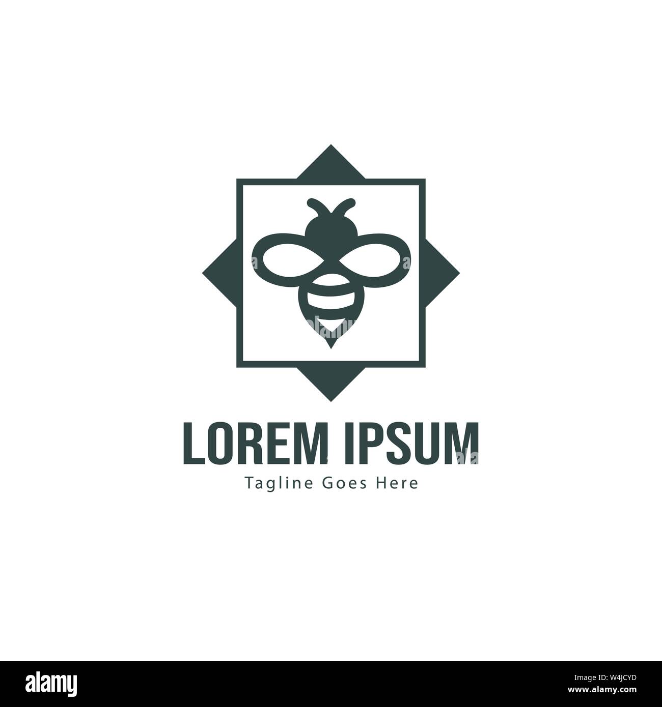 Bee logo template design. Minimalist bee logo with modern frame vector ...