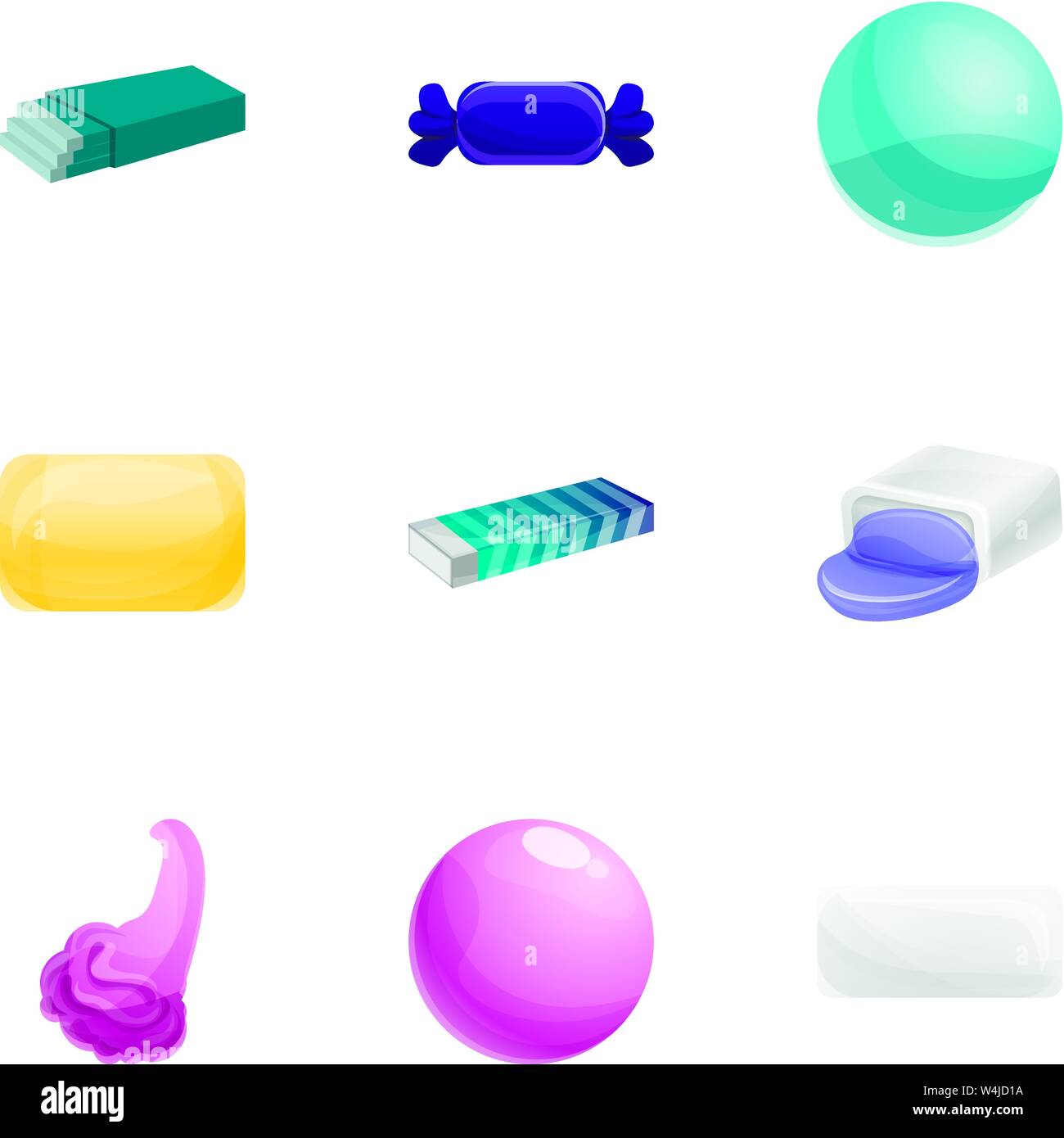 Gum icon set. Cartoon set of 9 gum vector icons for web design isolated ...