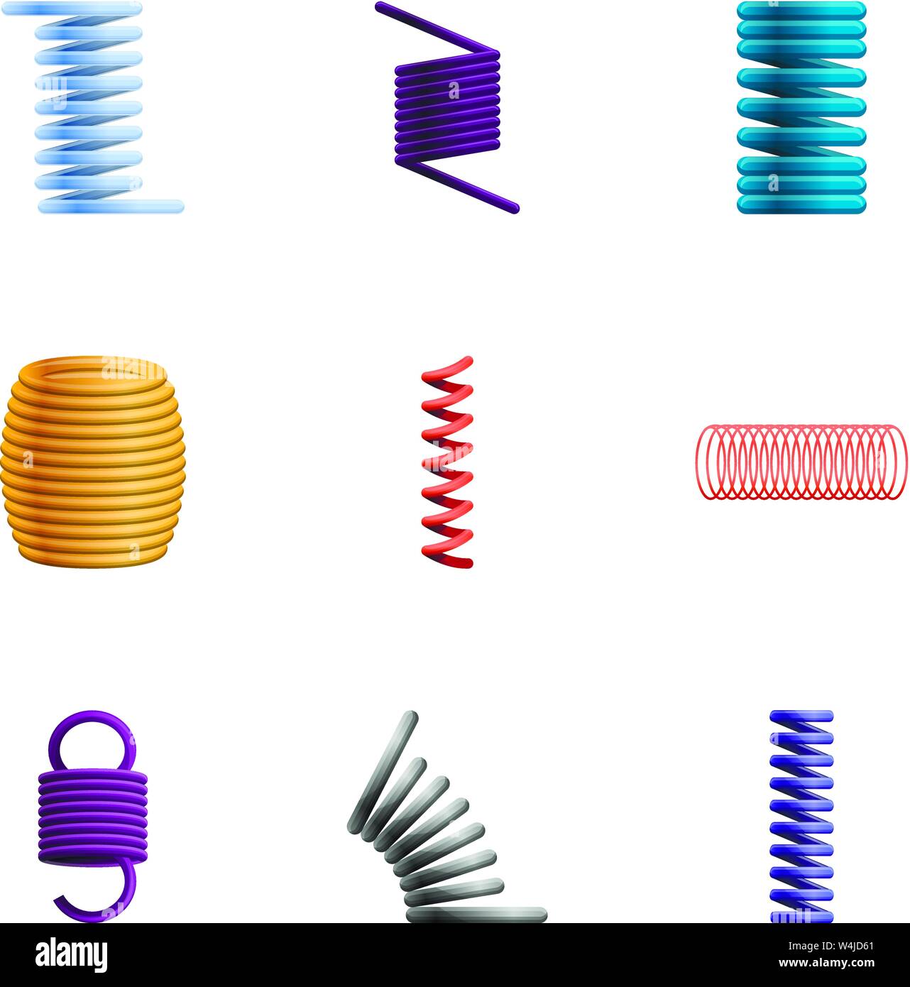 Coil icon set. Cartoon set of 9 coil vector icons for web design ...