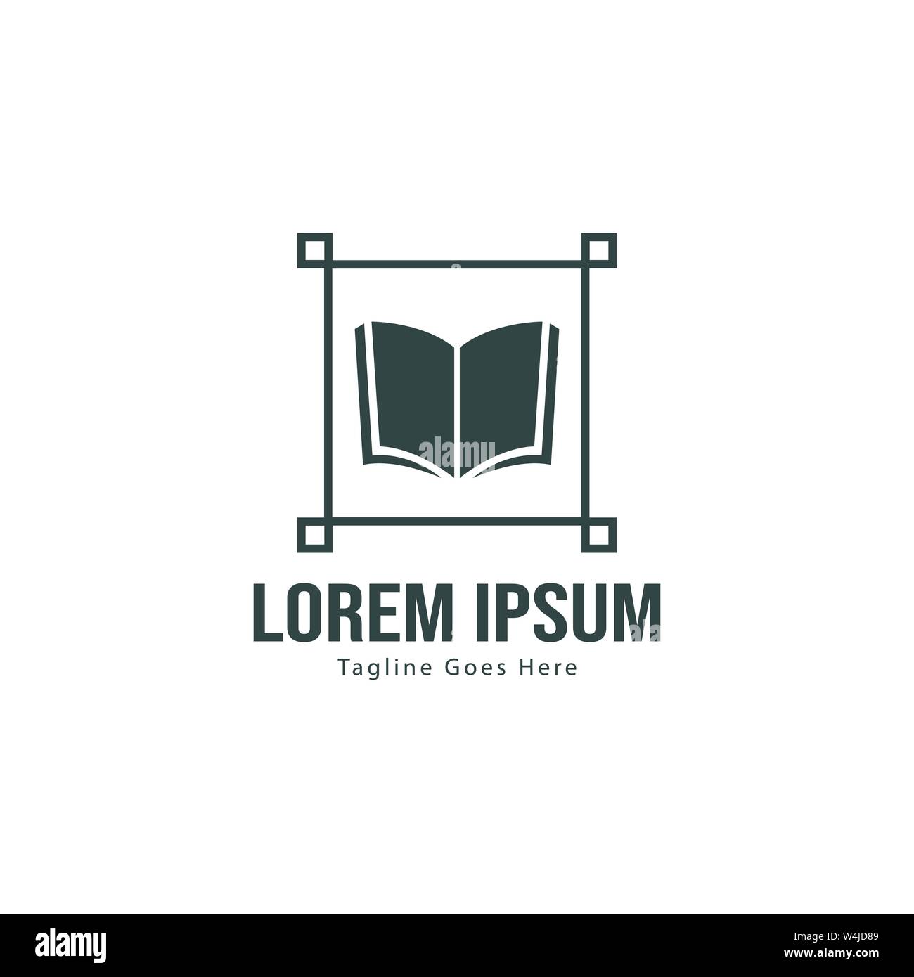 Book logo template design. minimalist book logo with modern frame ...