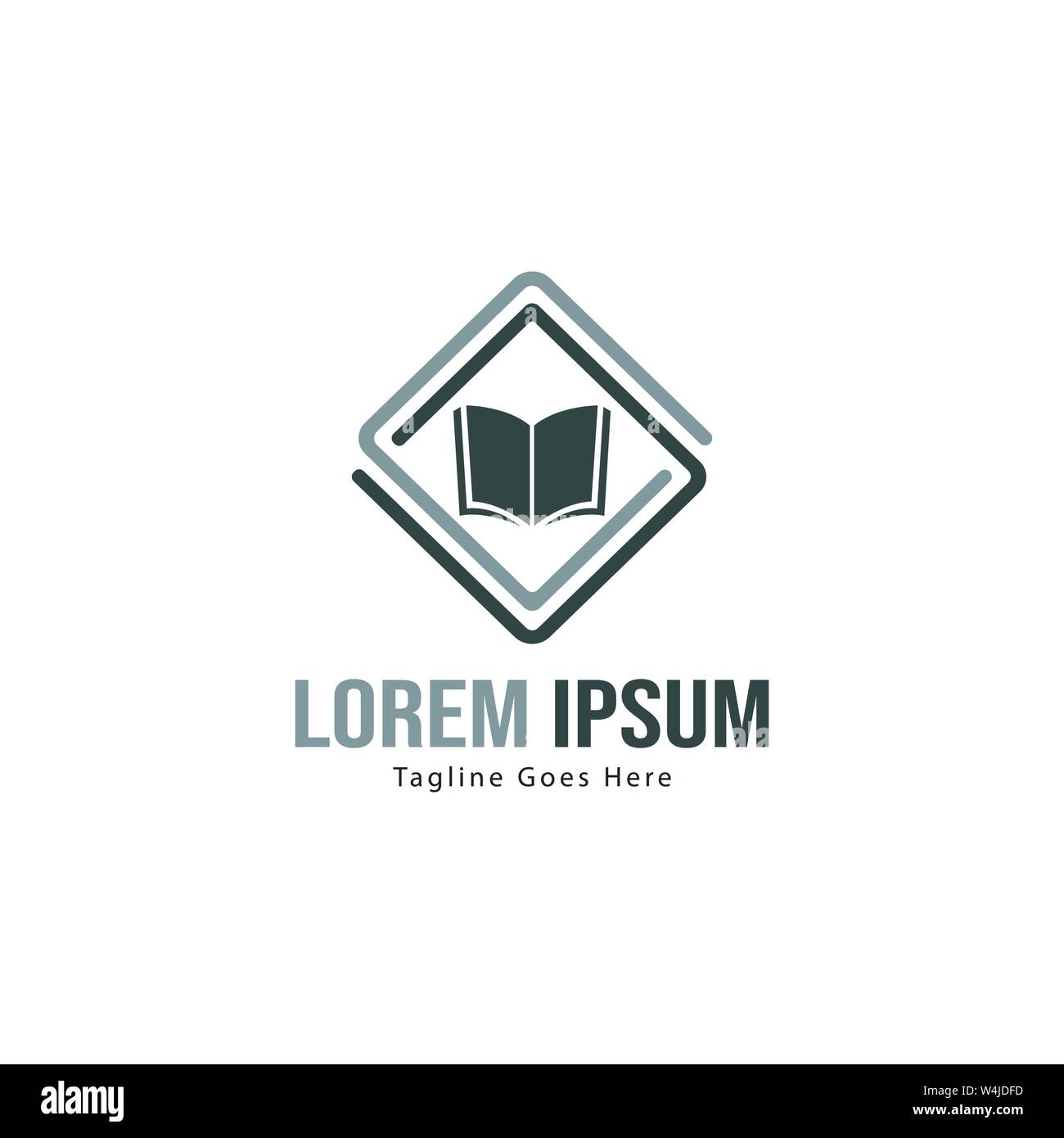 Book logo template design. minimalist book logo with modern frame ...