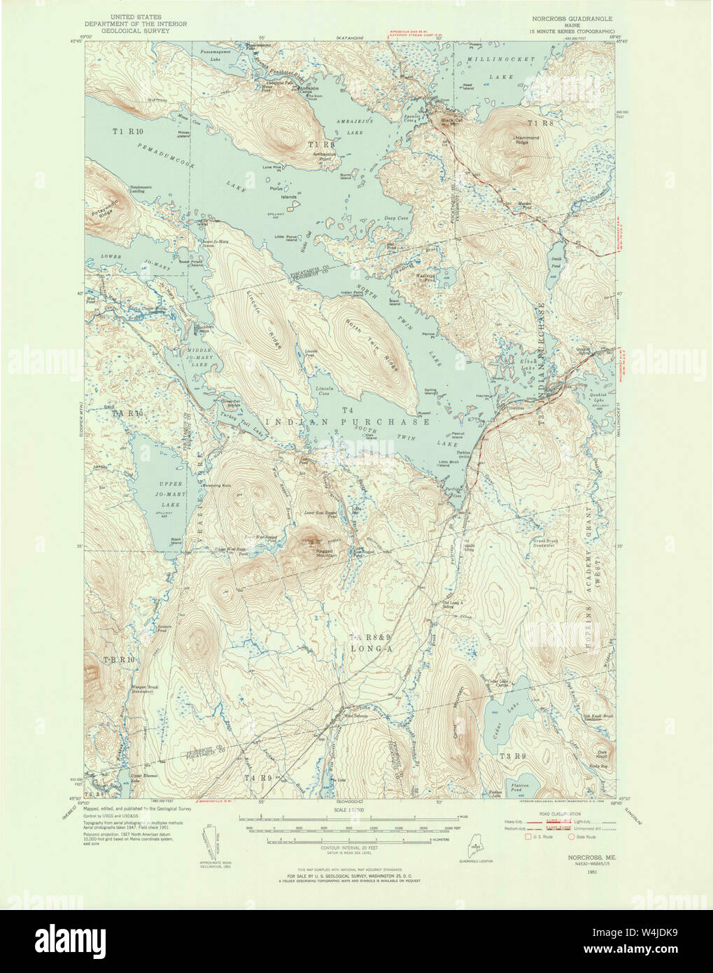 Maine USGS Historical Map Norcross 306684 1951 62500 Restoration Stock ...