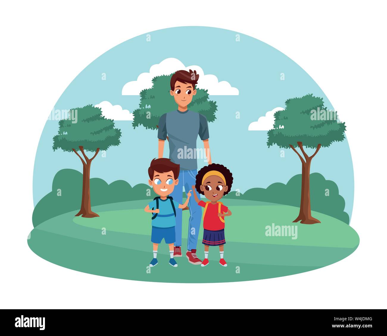 Family single father with kids Stock Vector Image & Art - Alamy