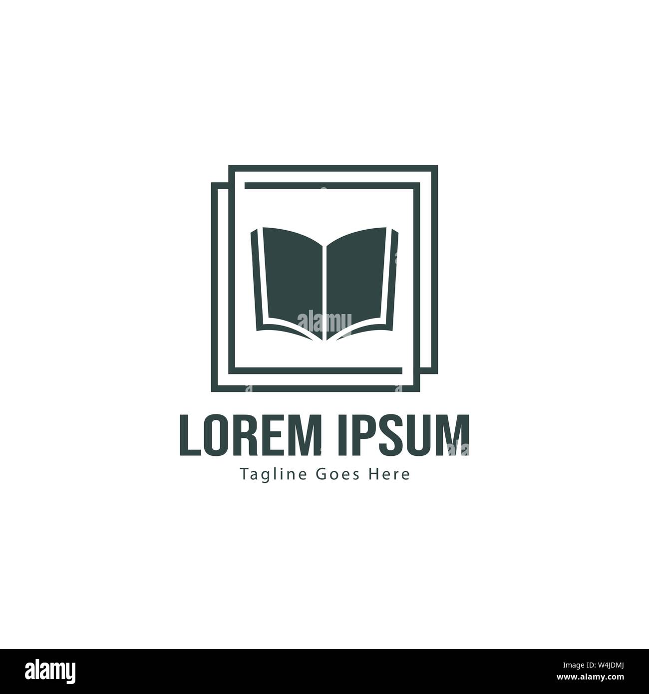 Book logo template design. minimalist book logo with modern frame ...