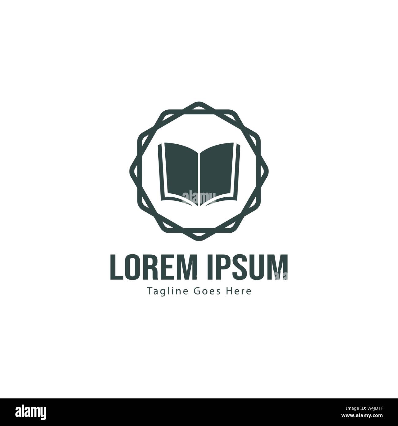 Book logo template design. minimalist book logo with modern frame ...