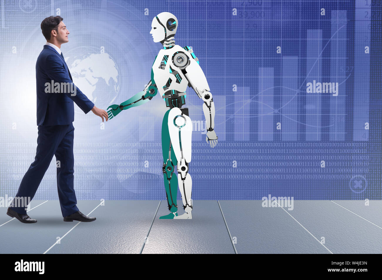 Digital handshake between man machine hi-res stock photography and ...