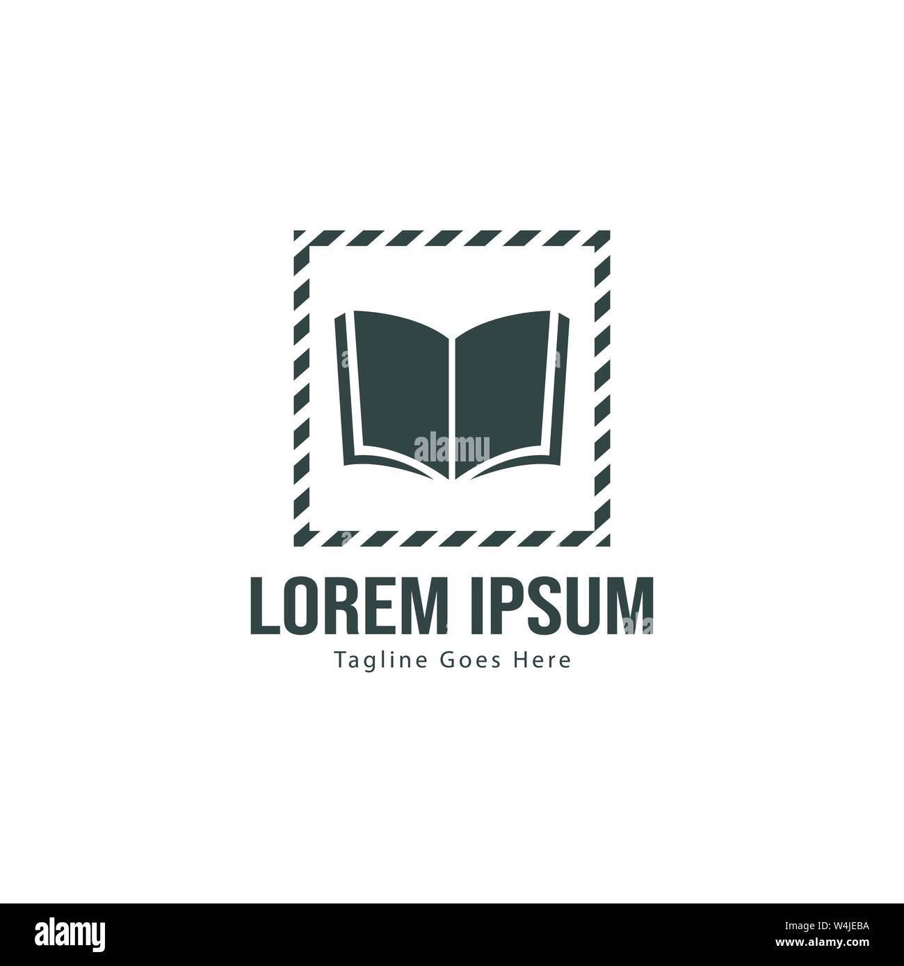 Book logo template design. minimalist book logo with modern frame ...