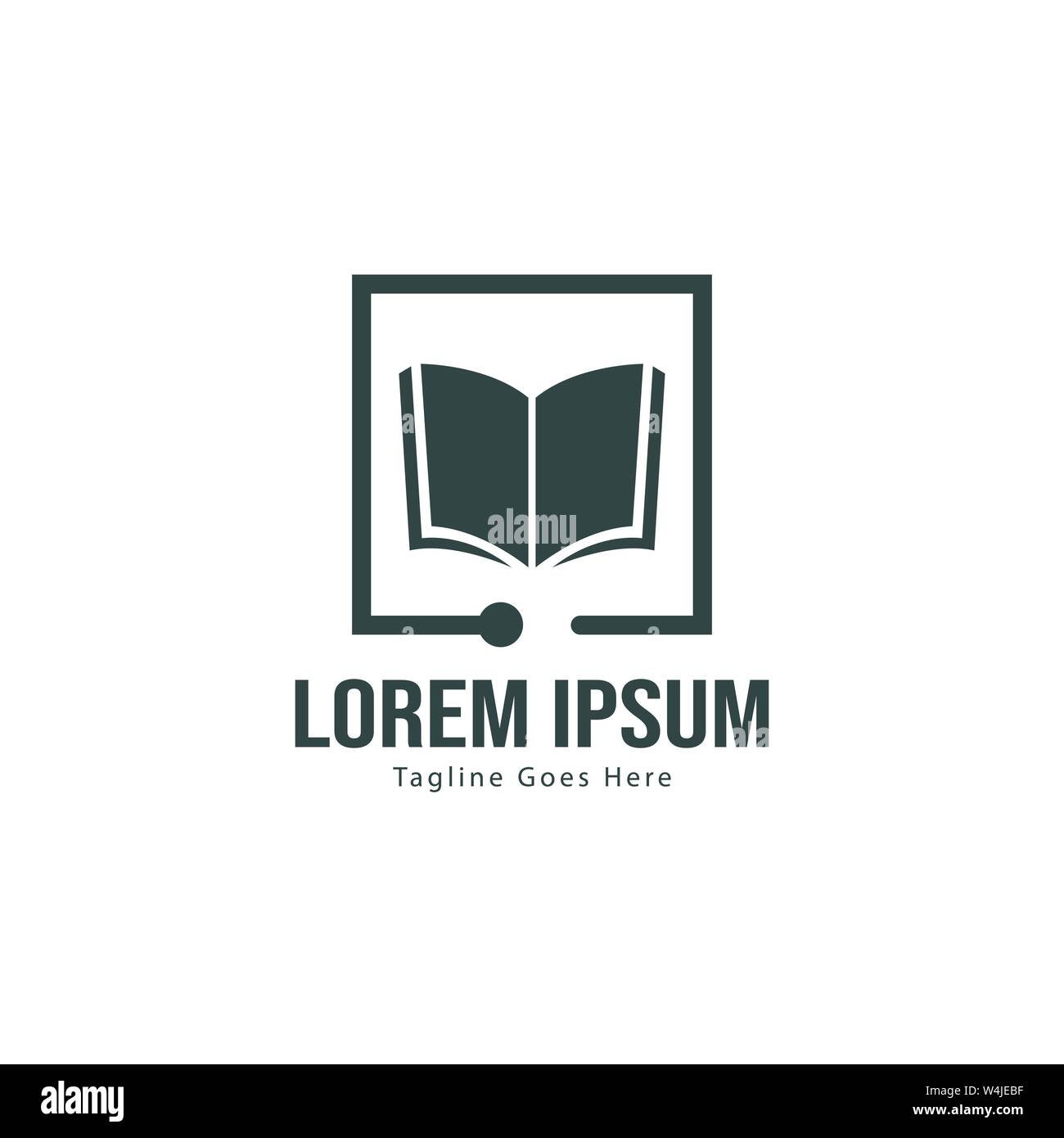 Book logo template design. minimalist book logo with modern frame ...