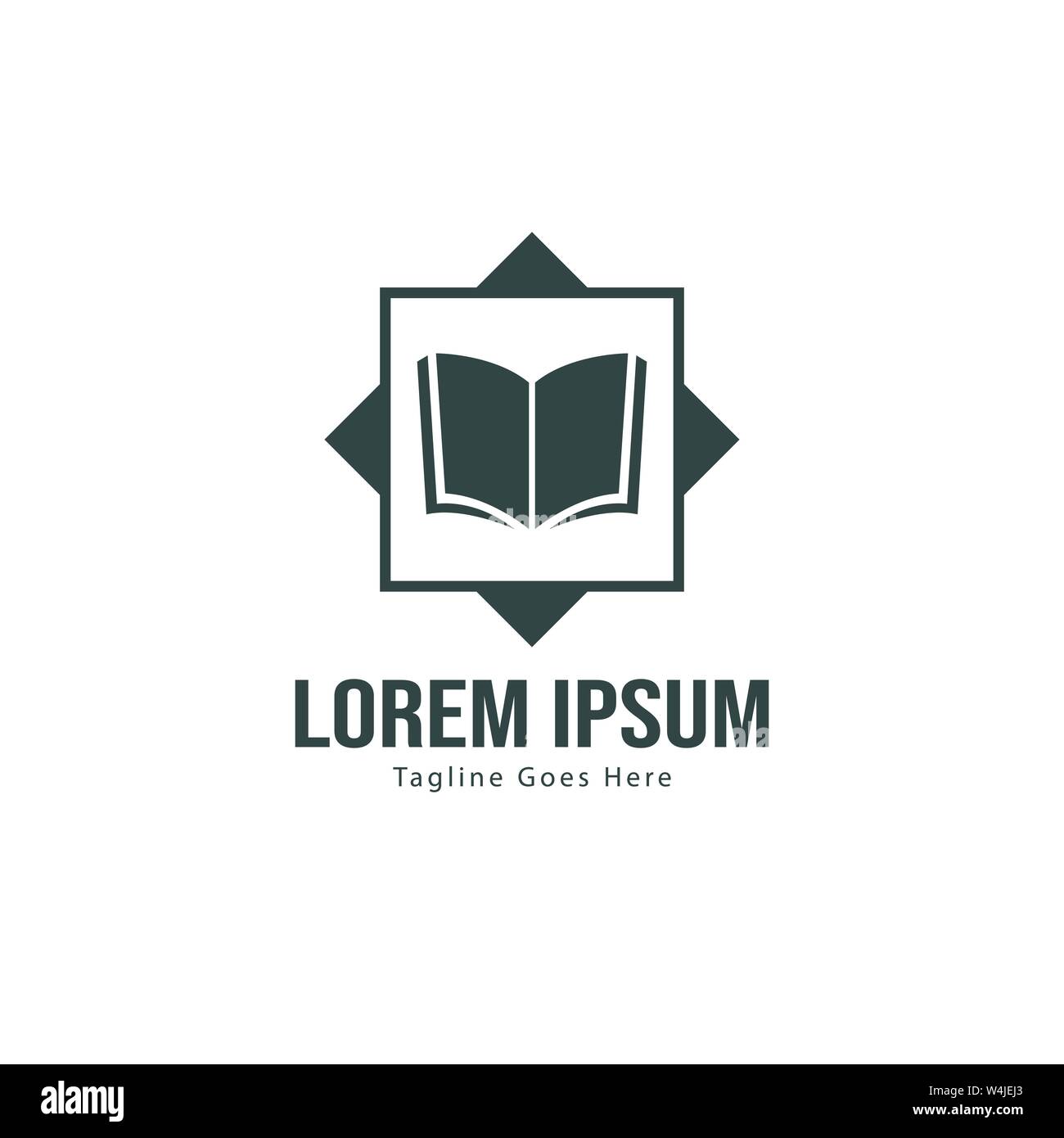 Book logo template design. minimalist book logo with modern frame ...