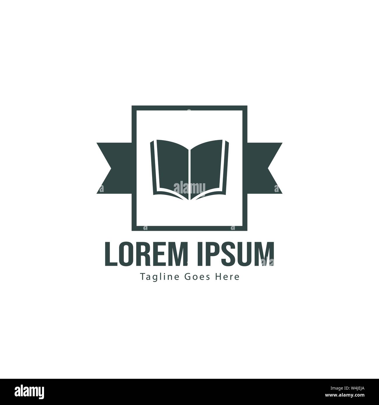 Book logo template design. minimalist book logo with modern frame ...