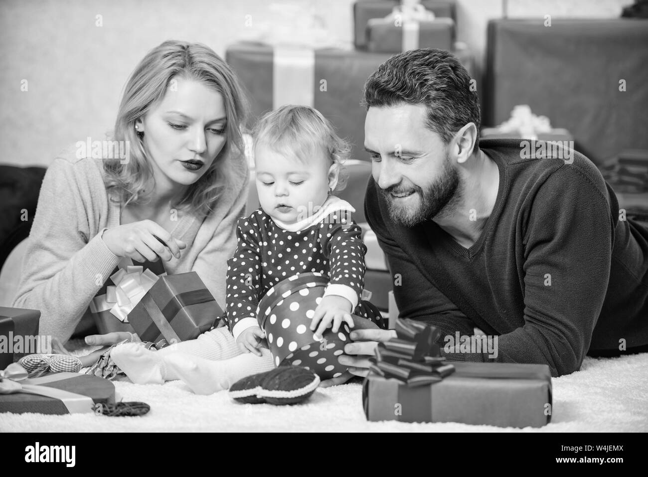 Valentines day. Lovely family celebrate valentines day. Happy parents ...