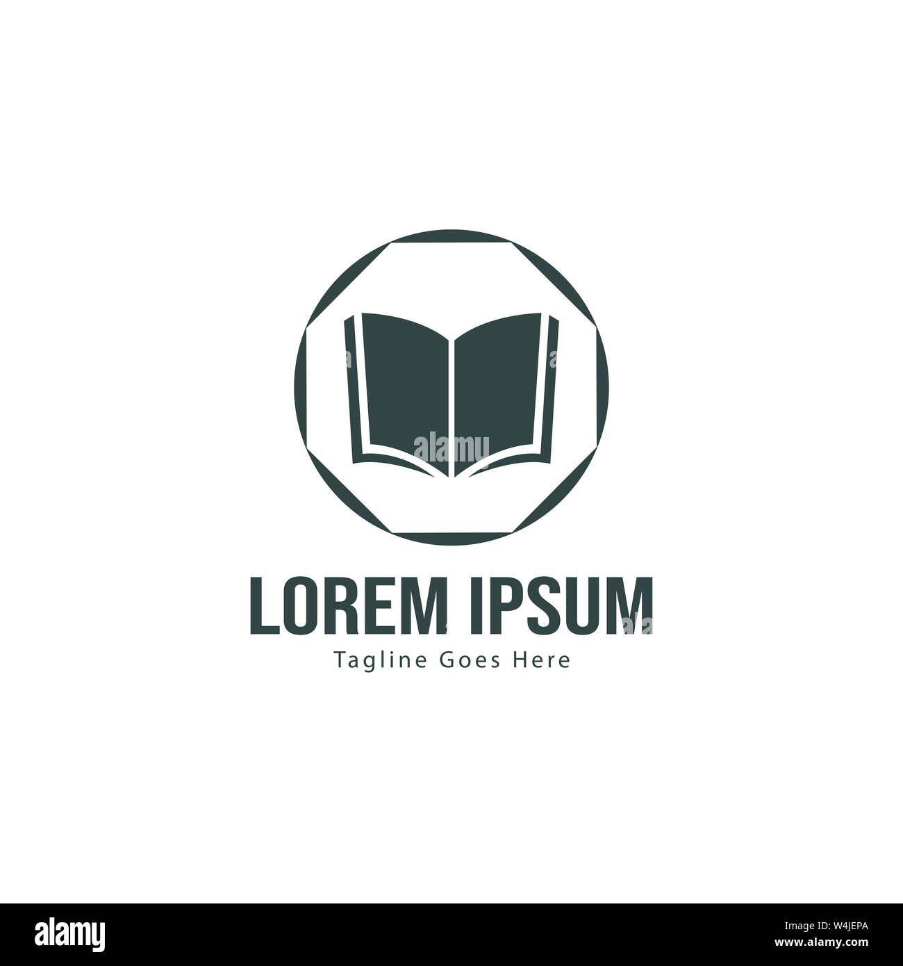 Book logo template design. minimalist book logo with modern frame ...