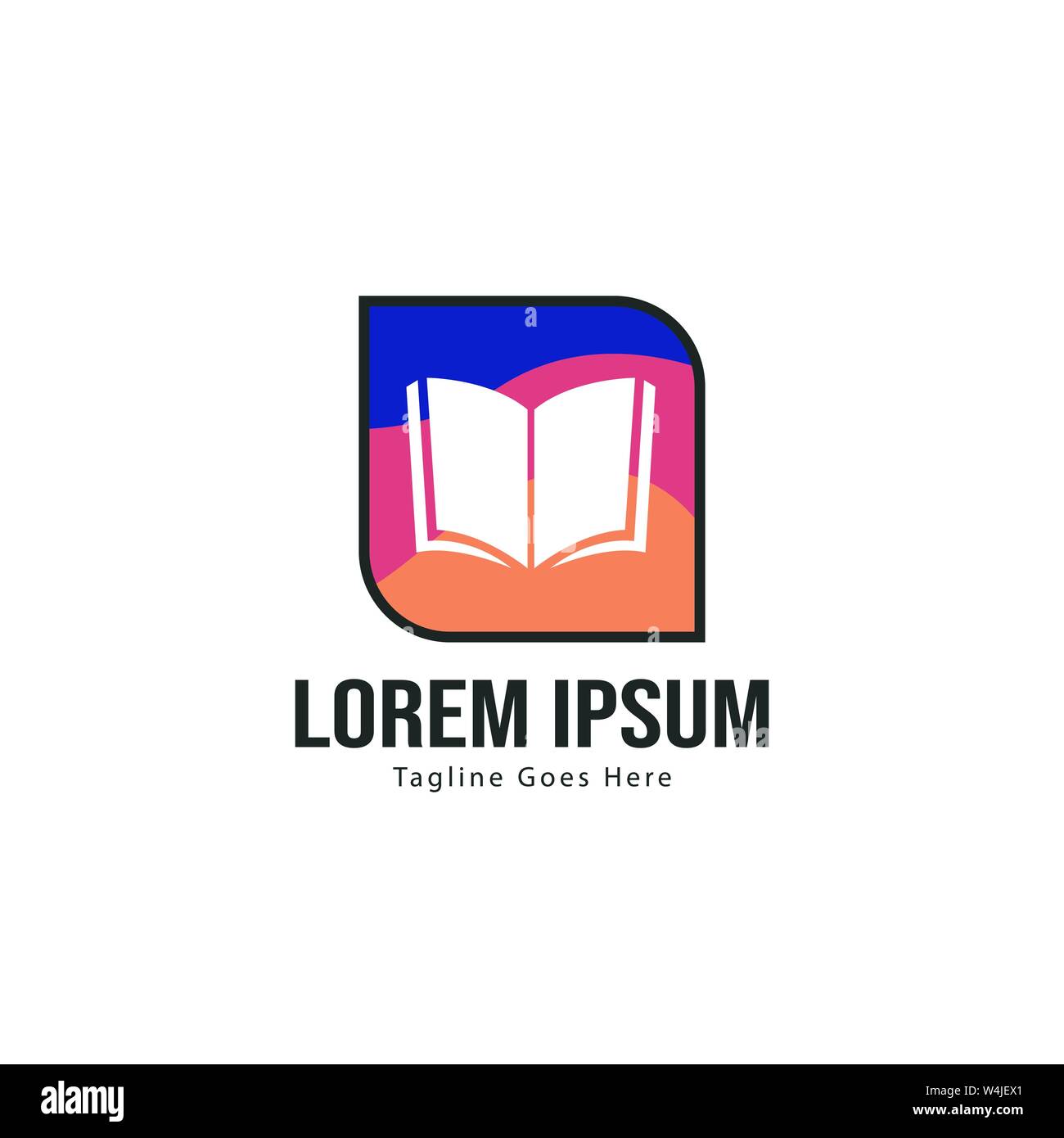 Book logo template design. minimalist book logo with modern frame ...