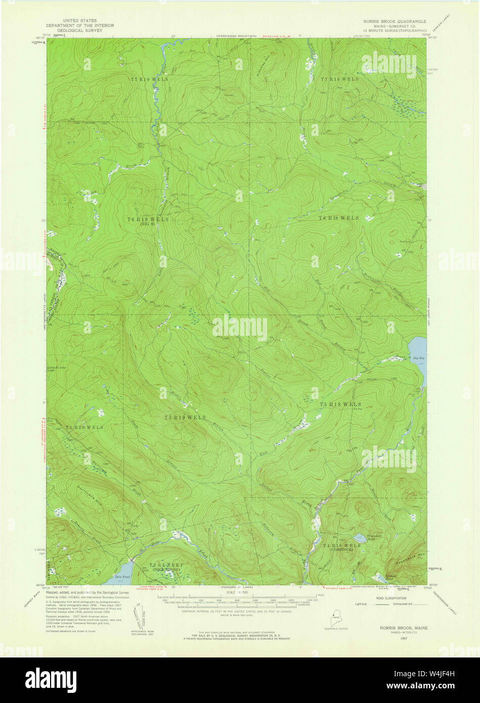 Maine USGS Historical Map Norris Brook 306688 1957 62500 Restoration ...