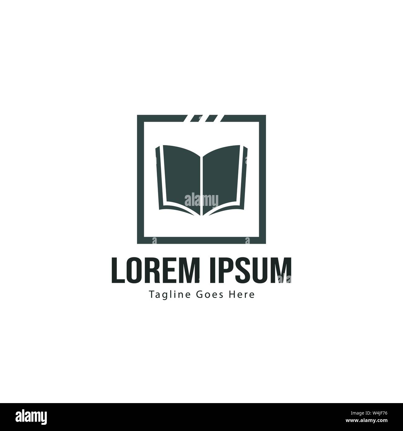 Book logo template design. minimalist book logo with modern frame ...