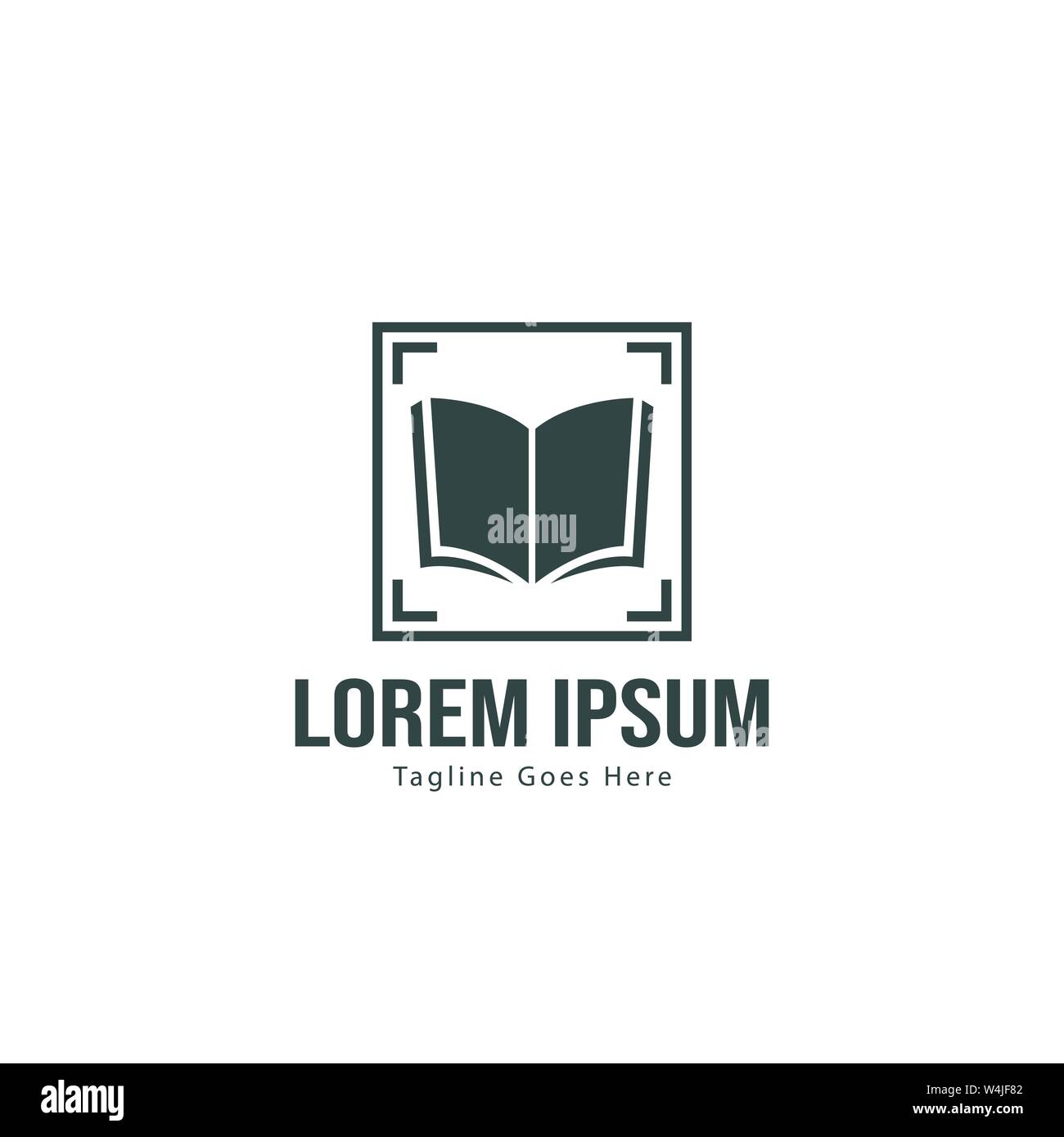 Book logo template design. minimalist book logo with modern frame ...