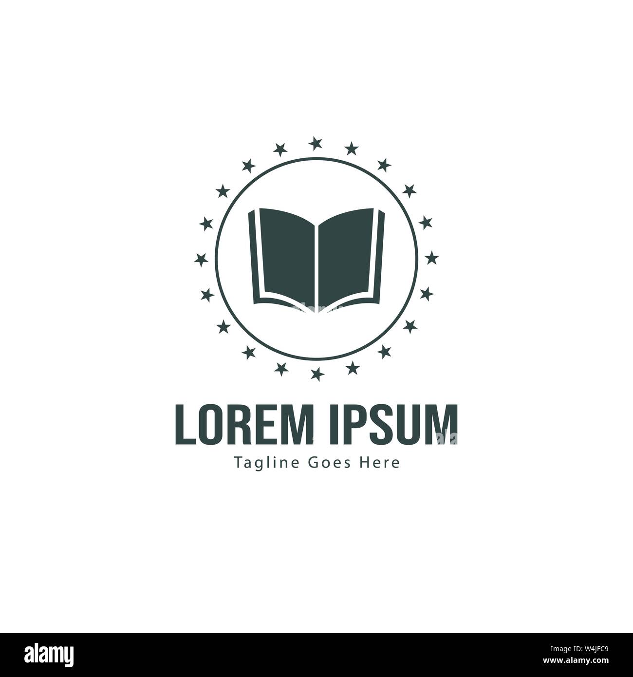 Book logo template design. minimalist book logo with modern frame ...
