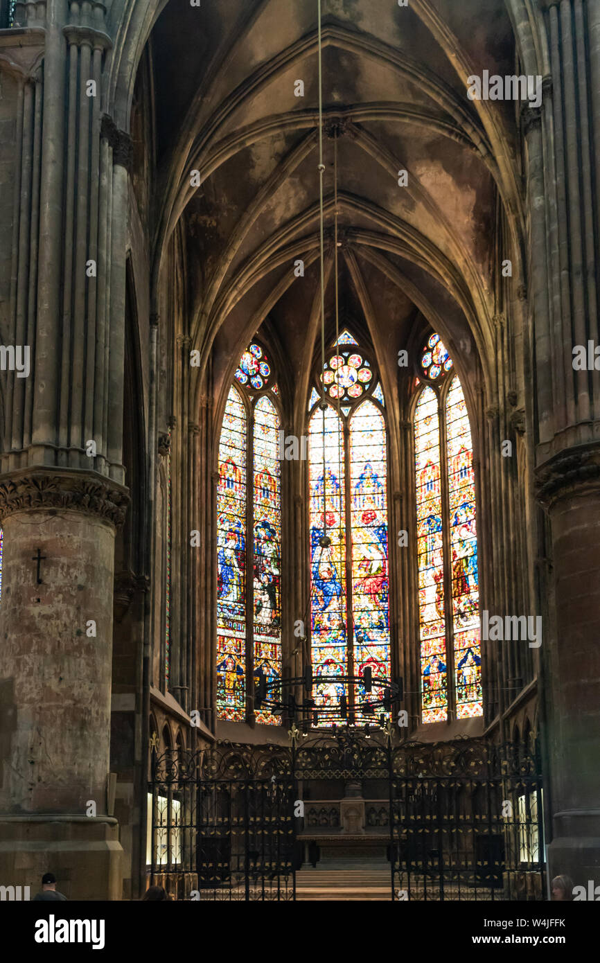 Interior of Roman Catholic Cathedral of Saint Stephen of Metz, France ...