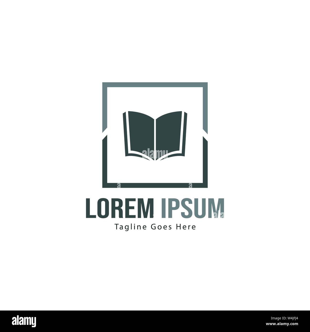 Book logo template design. minimalist book logo with modern frame ...