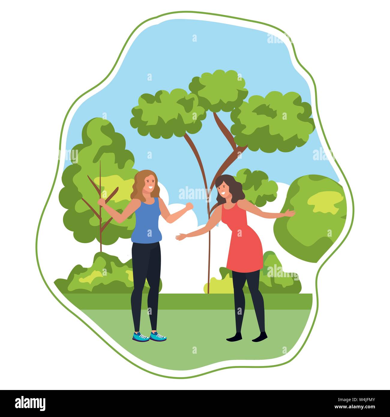 young girls friends in the landscape Stock Vector Image & Art - Alamy