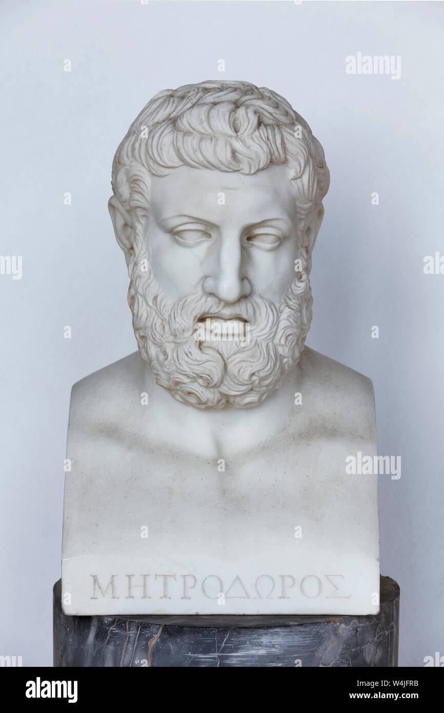 Bust of the greek philosopher metrodoros of lampsakos hi-res stock ...