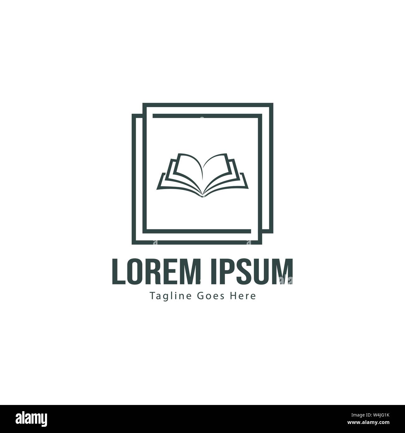 Book logo template design. minimalist book logo with modern frame ...
