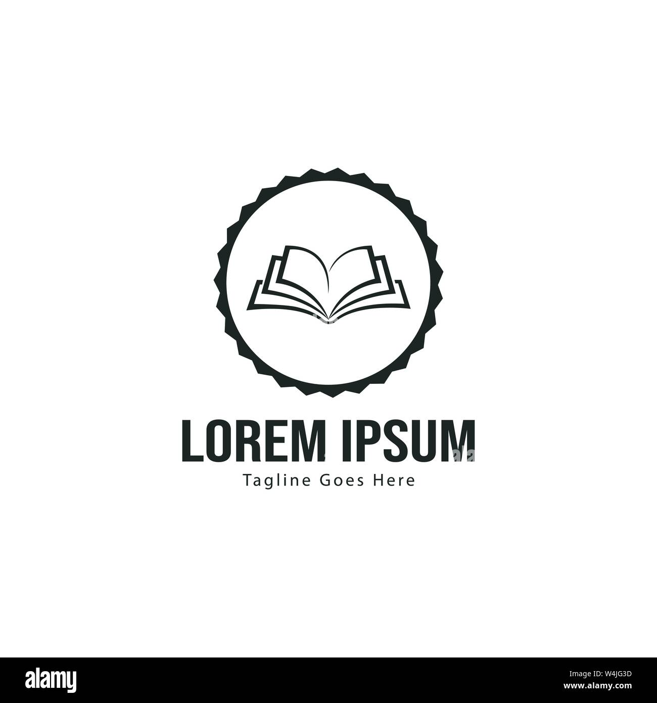 Book logo template design. minimalist book logo with modern frame ...