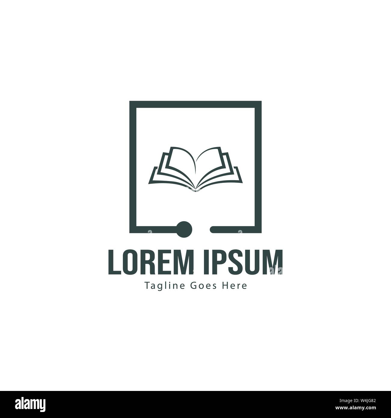Book logo template design. minimalist book logo with modern frame ...