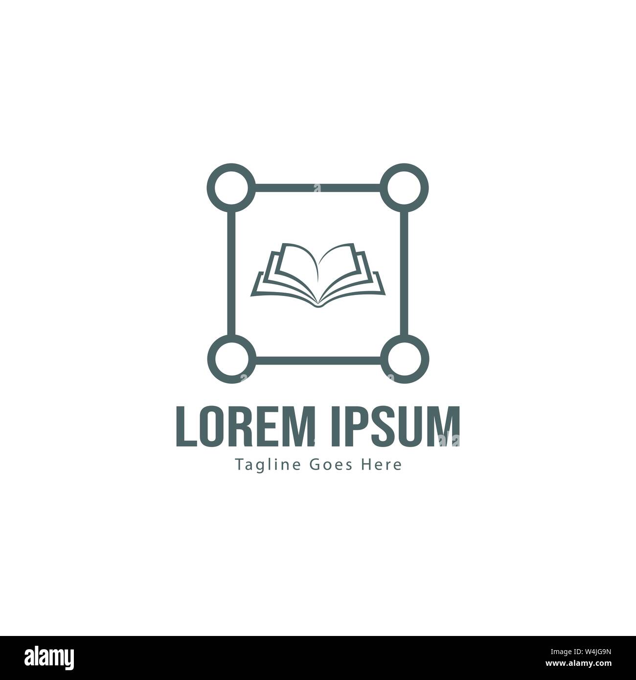 Book logo template design. minimalist book logo with modern frame ...