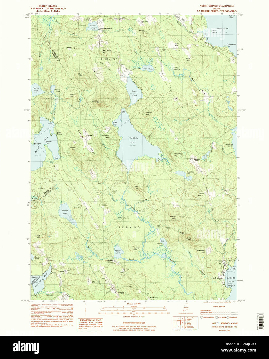 Maine USGS Historical Map North Sebago 102830 1983 24000 Restoration ...