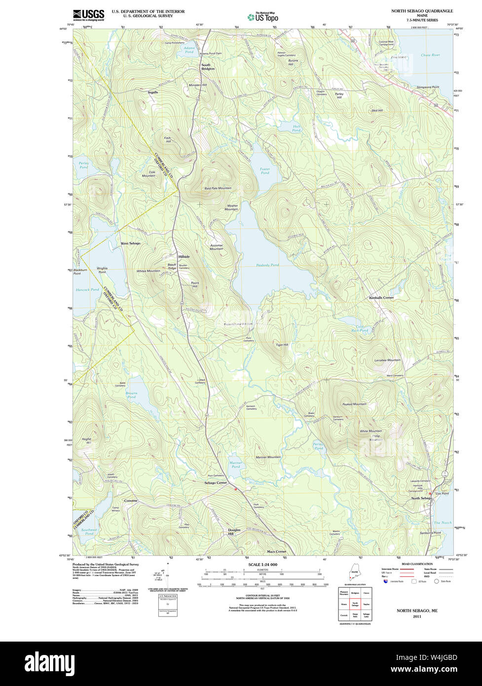 Maine USGS Historical Map North Sebago 20110830 TM Restoration Stock ...