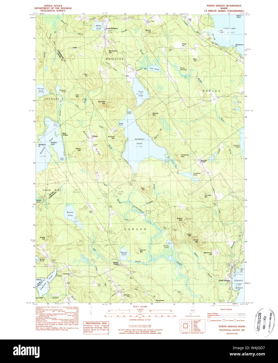 Maine USGS Historical Map North Sebago 460682 1983 24000 Restoration ...