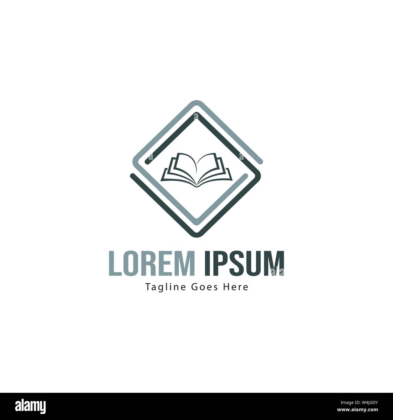 Book logo template design. minimalist book logo with modern frame ...