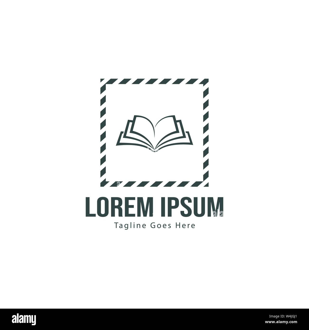Book logo template design. minimalist book logo with modern frame ...