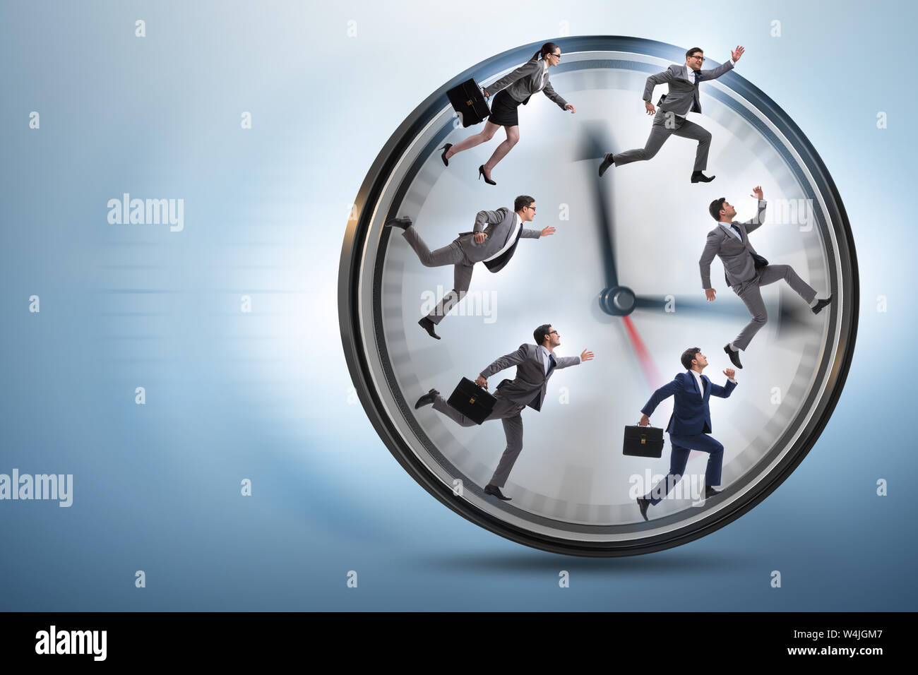 Man and woman running on clock Stock Photo - Alamy