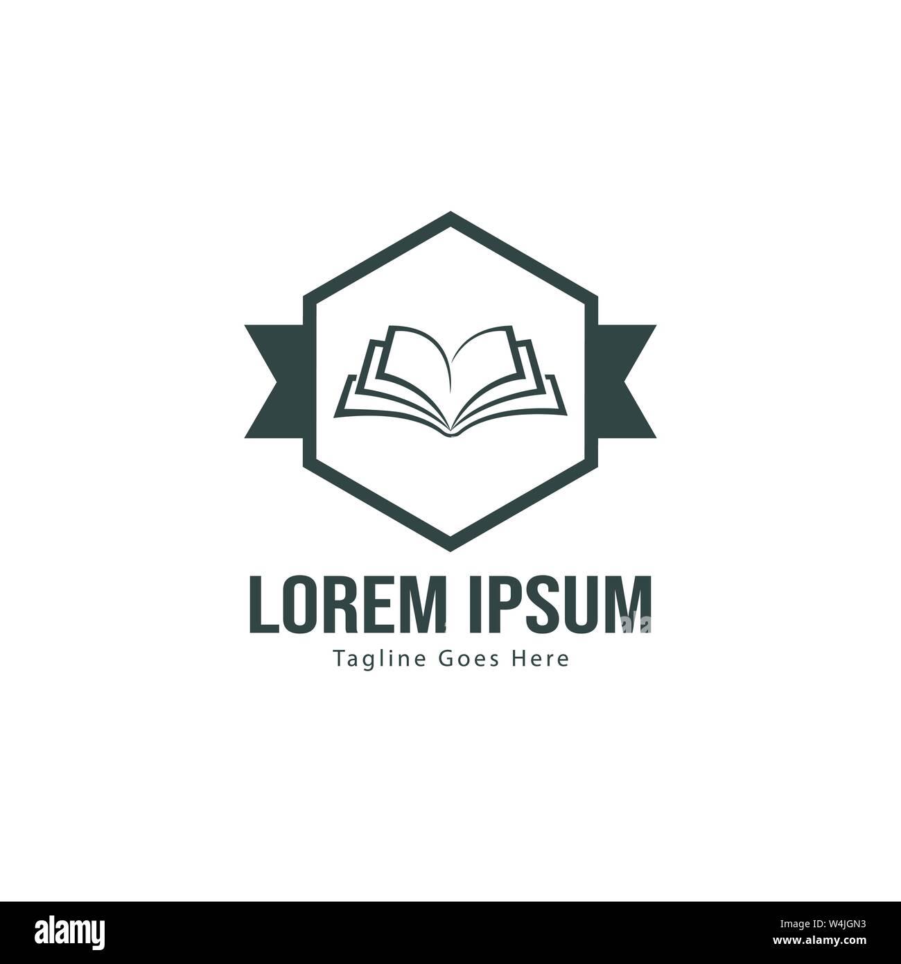 Book logo template design. minimalist book logo with modern frame ...