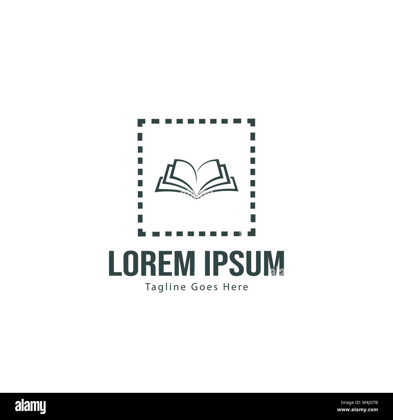 Book logo template design. minimalist book logo with modern frame ...