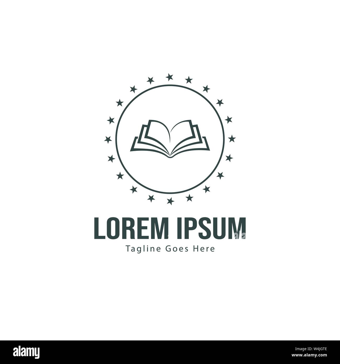 Book logo template design. minimalist book logo with modern frame ...