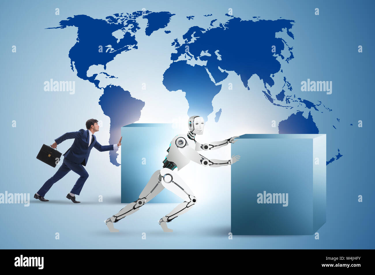 Concept of competition between robots and humans Stock Photo - Alamy
