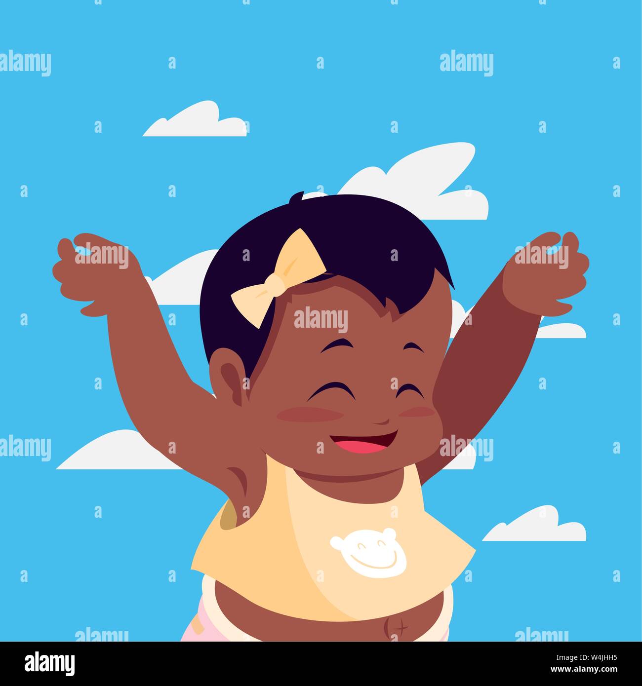 smiling cute baby girl sitting vector illustration Stock Vector Image ...