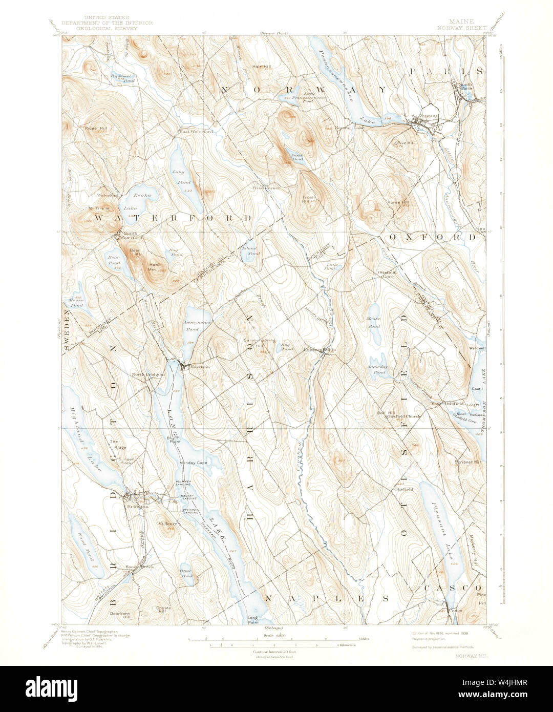 Map of norway maine hi-res stock photography and images - Alamy