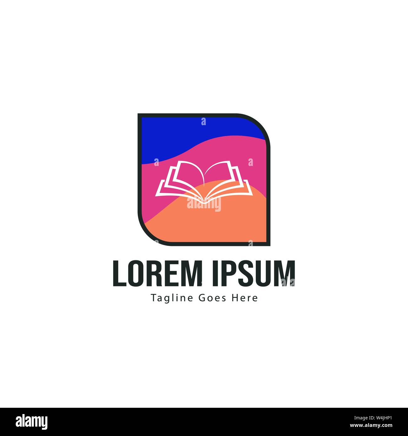 Book logo template design. minimalist book logo with modern frame ...