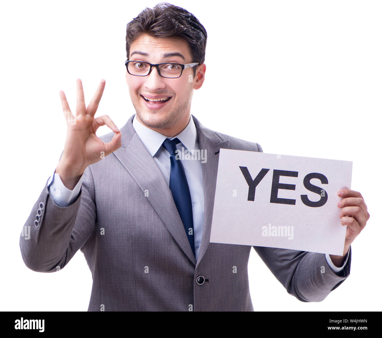 Businessman in positive yes answer isolated on white background Stock ...