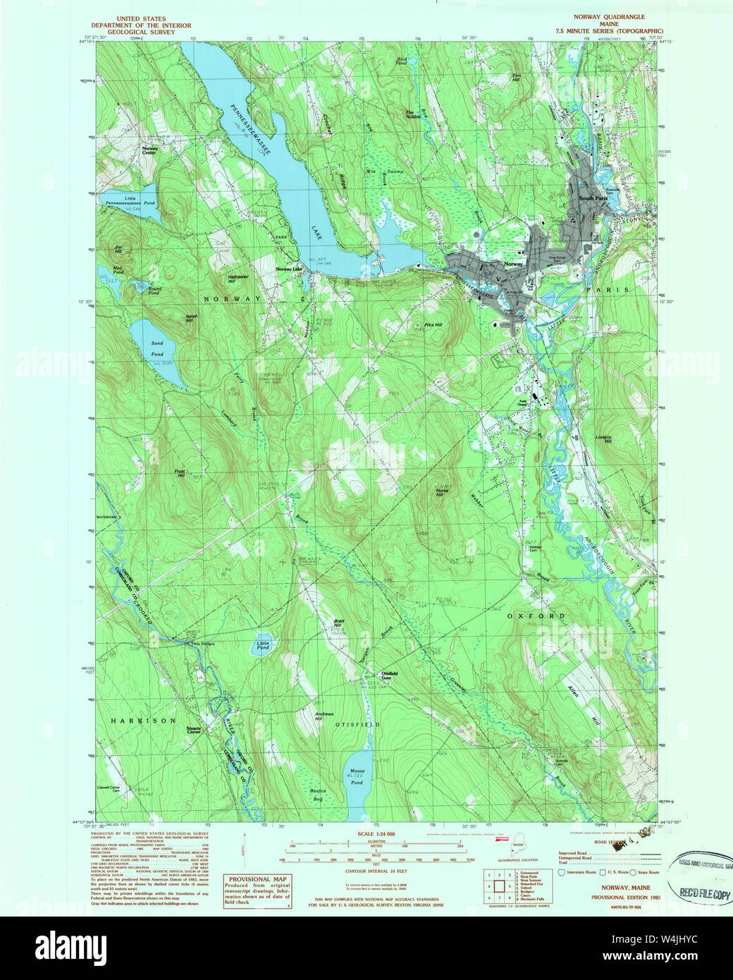 Map of norway maine hi-res stock photography and images - Alamy