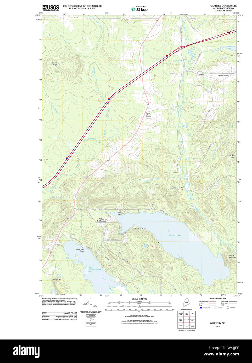 Maine USGS Historical Map Oakfield 20110909 TM Restoration Stock Photo ...